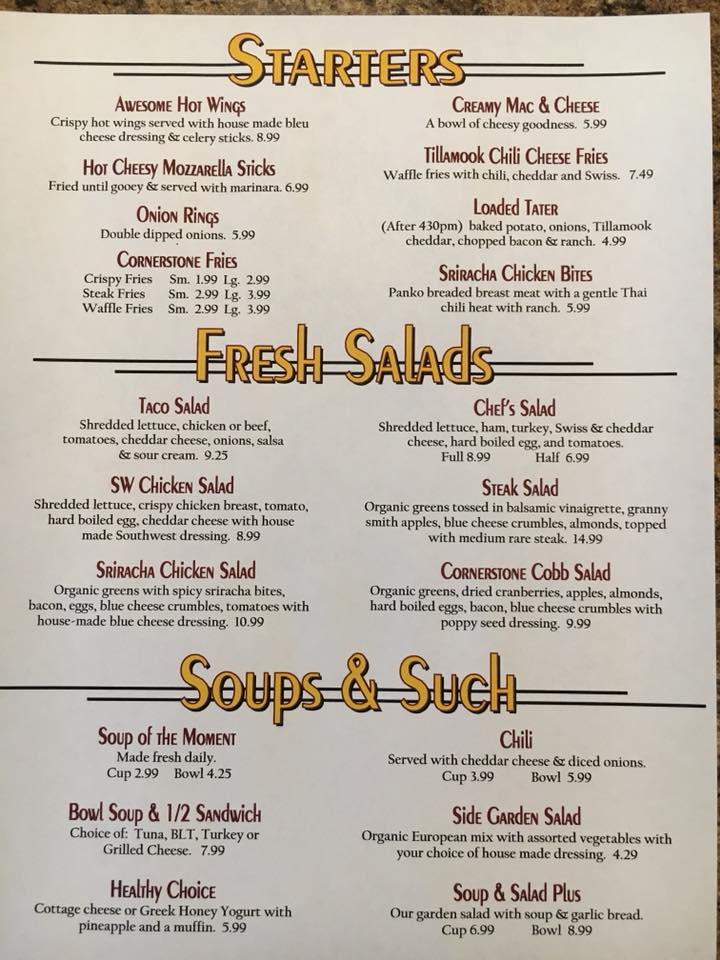 menu 5 – Cornerstone Cafe